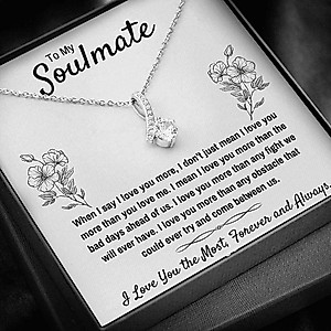 To My Soulmate Necklace Birthday Christmas Jewelry Gifts For My Wife with Message Card Box Personalized Gift Present Pendant for Future Wife Soulmate Girlfriend Love (Standard Box, Most Alluring)