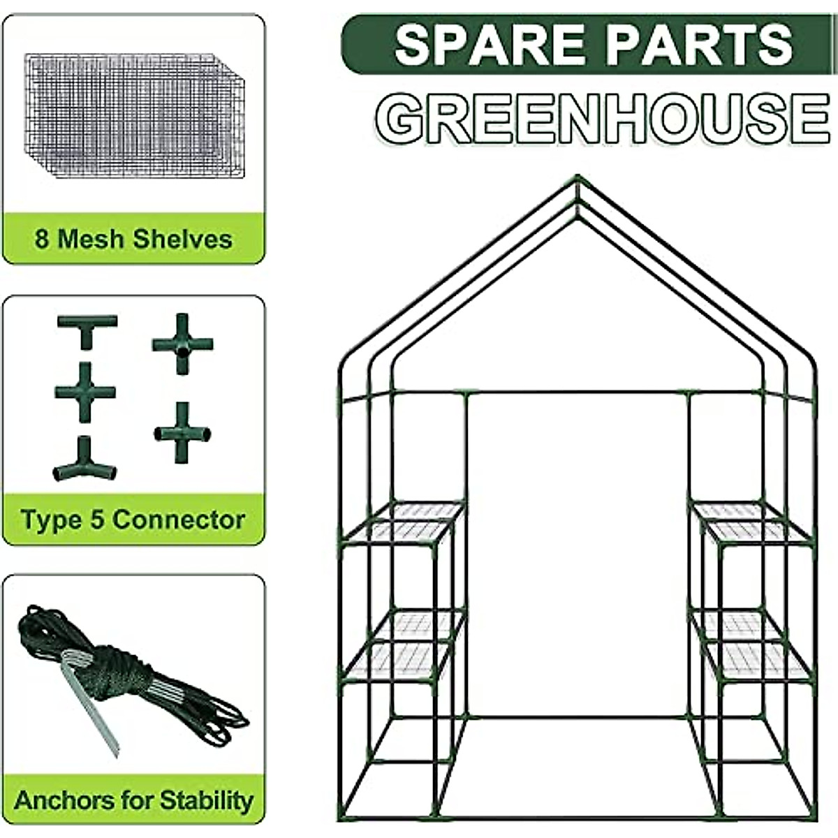 BBBuy 2-Tier Mini Greenhouse 8 Shelves Garden Plant Flower House Grow Tent Indoor Outdoor with PE Cover and Roll-Up Zipper Door Greenhouse, Grow Plant Herbs Flowers Warm House