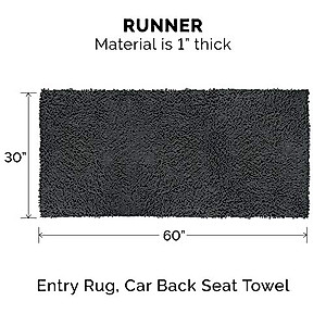 Furhaven XXL Runner Pet Door Mat Muddy Paws Absorbent Chenille Shammy Rug, Washable - Charcoal (Gray), Runner