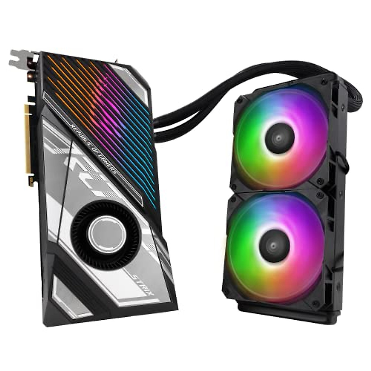ASUS ROG Strix LC NVIDIA GeForce RTX™ 4090 OC Edition Gaming Graphics Card (PCIe® 4.0, 24 GB GDDR6X, HDMI® 2.1, DisplayPort™ 1.4a, Full-Coverage Cold Plate, 240 mm Radiator, 560mm tubing)