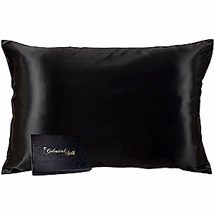 Celestial Silk 100% Silk Pillowcase for Hair Zippered Luxury 25 Momme Mulberry Silk Charmeuse Silk on Both Sides of Cover -Gift Wrapped- (Standard, Black)