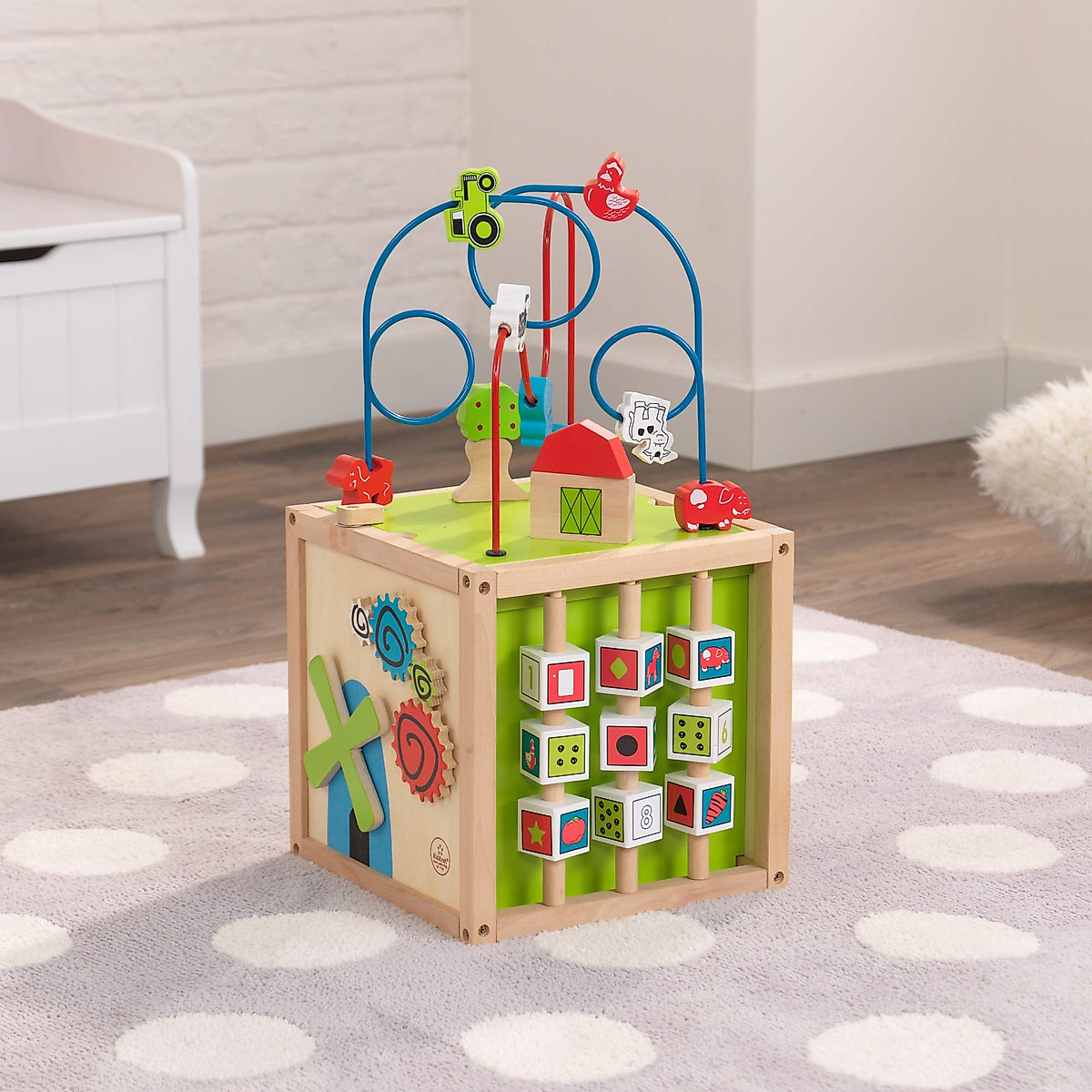 KidKraft Wooden 5-Sided Bead Maze Cube for Toddlers, Gift for Ages 12-24 mo