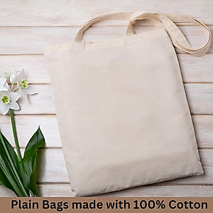 Saan Club 100% Cotton Tote Bags Bulk - Pack of 5 Canvas Tote Bags, Plain Lightweight Washable Foldable Canvas Grocery Bags, Reusable Shopping Bags for Groceries