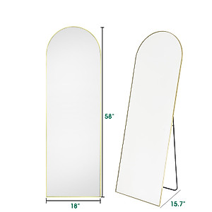 BEVERDY Arched Full Length Mirror - 18"58" Floor & Wall Mounted Mirror for Bedroom & Living Room, Gold