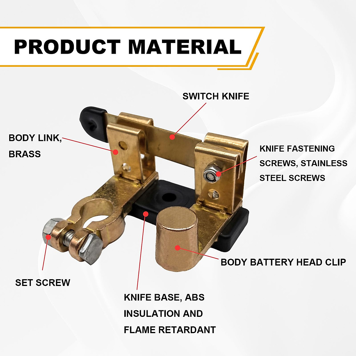 Top Post Knife Blade Master Switch, Solid Brass Knife Blade Master Switch 12V/25V Knife Power Shut Off Isolator for Auto Car RV-Marine Boat Truck Vehicle, Battery Cut Off Shut Off Switch, Negative