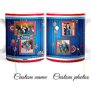 White Ceramic Coffee Mug Photo Mugs Personalized Picture Custom Name Independence Gifts For Men Women Friend Dad Mom Teen Adult Novelty Tea Cup Table Desk Accessories 11 And 15 Oz