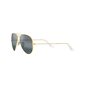 Ray-Ban RB3025 Classic Aviator Sunglasses, Legend Gold/Polarized Clear Gradient Dark Blue, 58 mm