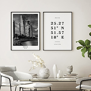 Dear Mapper Doha Qatar View Abstract Road Modern Map Art Minimalist Painting Black and White Canvas Line Art Print Poster Art Print Poster Home Decor (Set of 3 Unframed) (12x16inch)