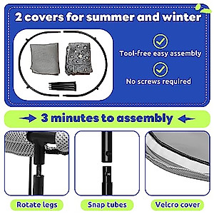 POMESEA Cat Hammock Bed, Glow in The Dark Pet Elevated Bed for Indoor Cats and Small Dogs, Easy to Assemble Cat Sleeping Bed, Free-Standing Washable Pet Beds Supplies (Black)