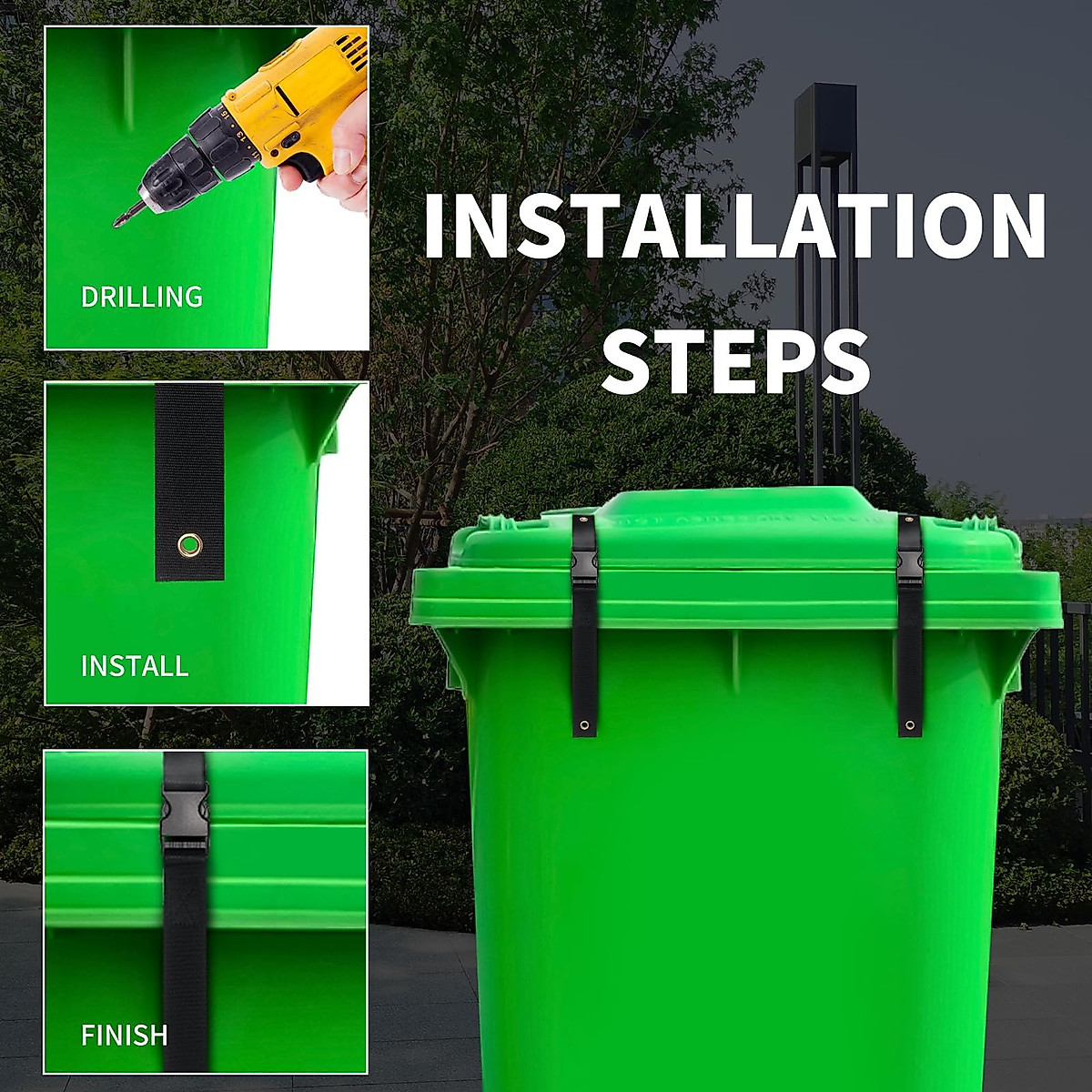 Bear Proof Trash Can Lid Lock,Keep Animals Out of Your,Heavy Duty Trash Can Lock,Garbage Can Locks for Animals,Squirrels, Dogs, Raccoons(2 Pack)