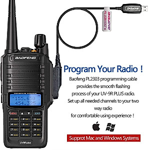Airiton x Baofeng UV-9R Plus 8W Ham Radio Handheld Dustproof & Waterproof IP67 Dual Band Two Way Radio Walkie Talkie with 2Pack Battery,771 Antenna and Programming Cable