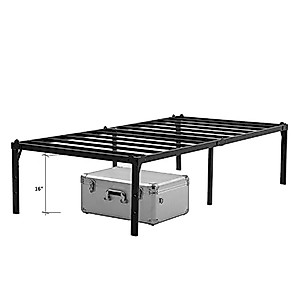 Veezyo Metal Bed Frame Twin - 18 Inch Black Metal Platform Bed Frame, Easy Assembly with Large Storage Space, 3,500lbs Heavy Duty, No Box Spring Needed (Twin)