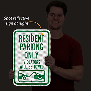 SmartSign "Resident Parking Only, Violators Towed" Sign | 12" x 18" 3M Diamond Grade Reflective Aluminum
