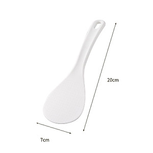 2 Pieces Plastic Rice Paddle Rice Spoon Scooper Rice Cooker Spoon Rice Scooper Rice Ladle Paddle Rice Scoop Spoon, White, 20 x 7cm