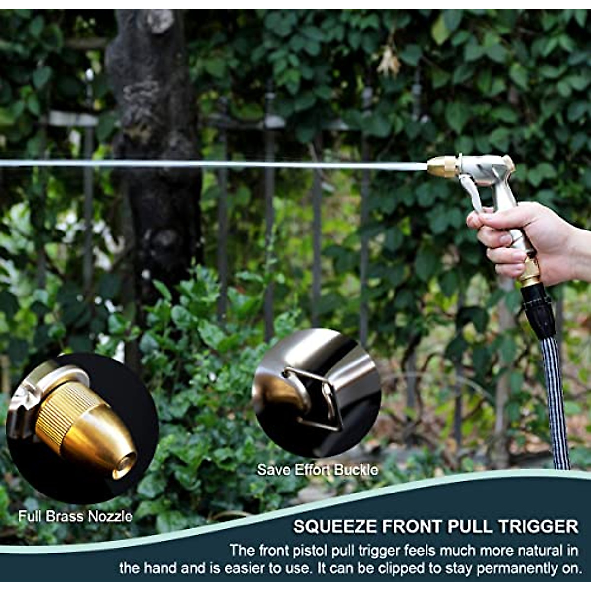 ESOW Garden Hose Nozzle, 100% Heavy Duty Metal Spray Gun with Full Brass Nozzle, 4 Watering Patterns Watering Nozzle- High Pressure Pistol Grip Sprayer for Watering Plants, Car Wash and Showering Dog