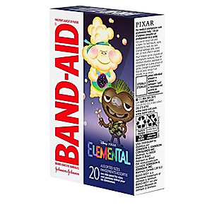 Band-Aid Brand Adhesive Bandages for Minor Cuts & Scrapes, Wound Care Featuring Disney's Elemental Characters, Fun Bandages for Kids and Toddlers, Assorted Sizes, 20 Count