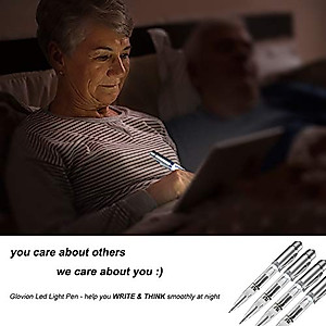 Glovion LED Pen Light, LED light Writing Pens -Powered Black Ink Penlights -(White/Red/Blue/Green Color)-Pack of 4 Pens