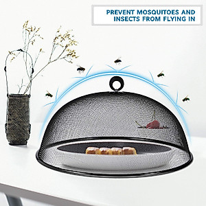HEMOTON Mesh Food Cover Stainless Steel Mesh Dome Food Cover Protector, Round Mesh Screen Food Tent for Kitchen, Outdoor, Picnic, Reusable, Large,15.7-Inch