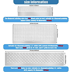 3 Pieces Diamond Painting Ruler Stainless Steel Diamond Mesh Ruler 5D Diamond Painting Ruler Tool DIY Drawing Ruler with 216 699 1020 Blank Grids 2 Pieces Diamond Painting Fix Tool for DIY Art Crafts