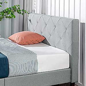 Zinus Shalini Platform, King, Sage Grey & 12 Inch Green Tea Memory Foam Mattress/CertiPUR-US Certified/Bed-in-a-Box/Pressure Relieving, King, White