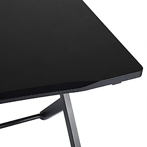 FurnitureR 45.3'' Gaming Desk Black Computer Desk with Cup Holder and Headphone Hook Modern Gamer Workstation Game Table, 45.3 x 29.2 x 30.4 in
