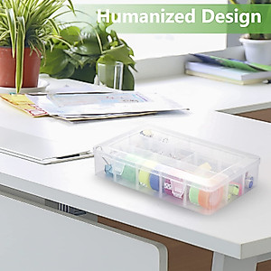 Bluedale 15 Grids Clear Craft Organizer Storage Box, Plastic Bead Container Organizers with Adjustable Dividers, Compartment Organizer Box for Art DIY, Jewelry, Earring, Screw, Small Parts