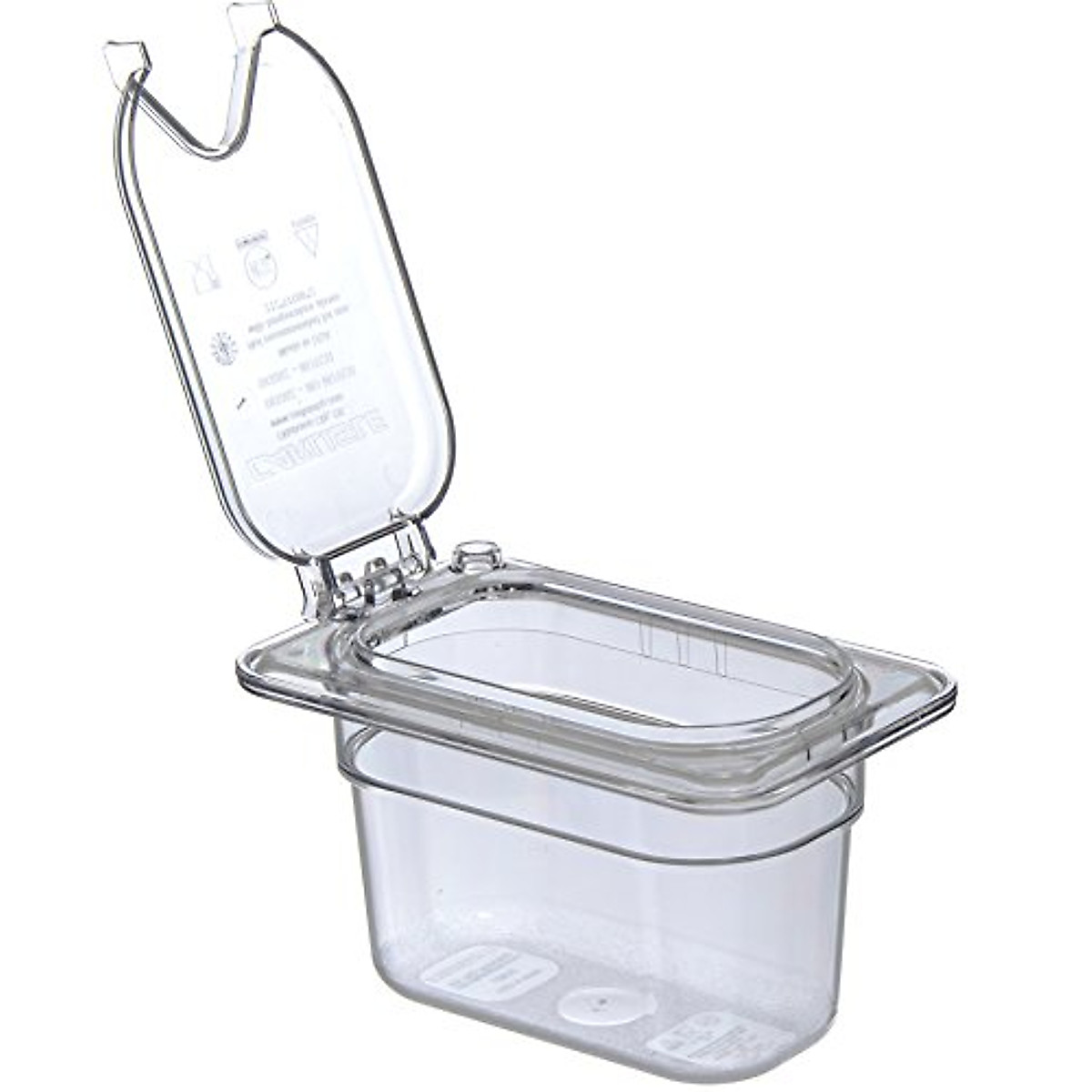 Carlisle FoodService Products 10339Z07 EZ Access Hinged Lid with Handle and Notch, Ninth Size, Clear