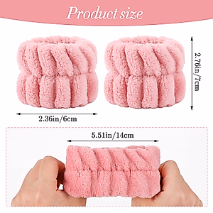 Sibba 2 Pieces Women's Microfiber Wrist Wash Bands, Absorbent Wristbands Wrist Sweatband for Girls Prevent Water from Spilling Down Your Arms (Pink)