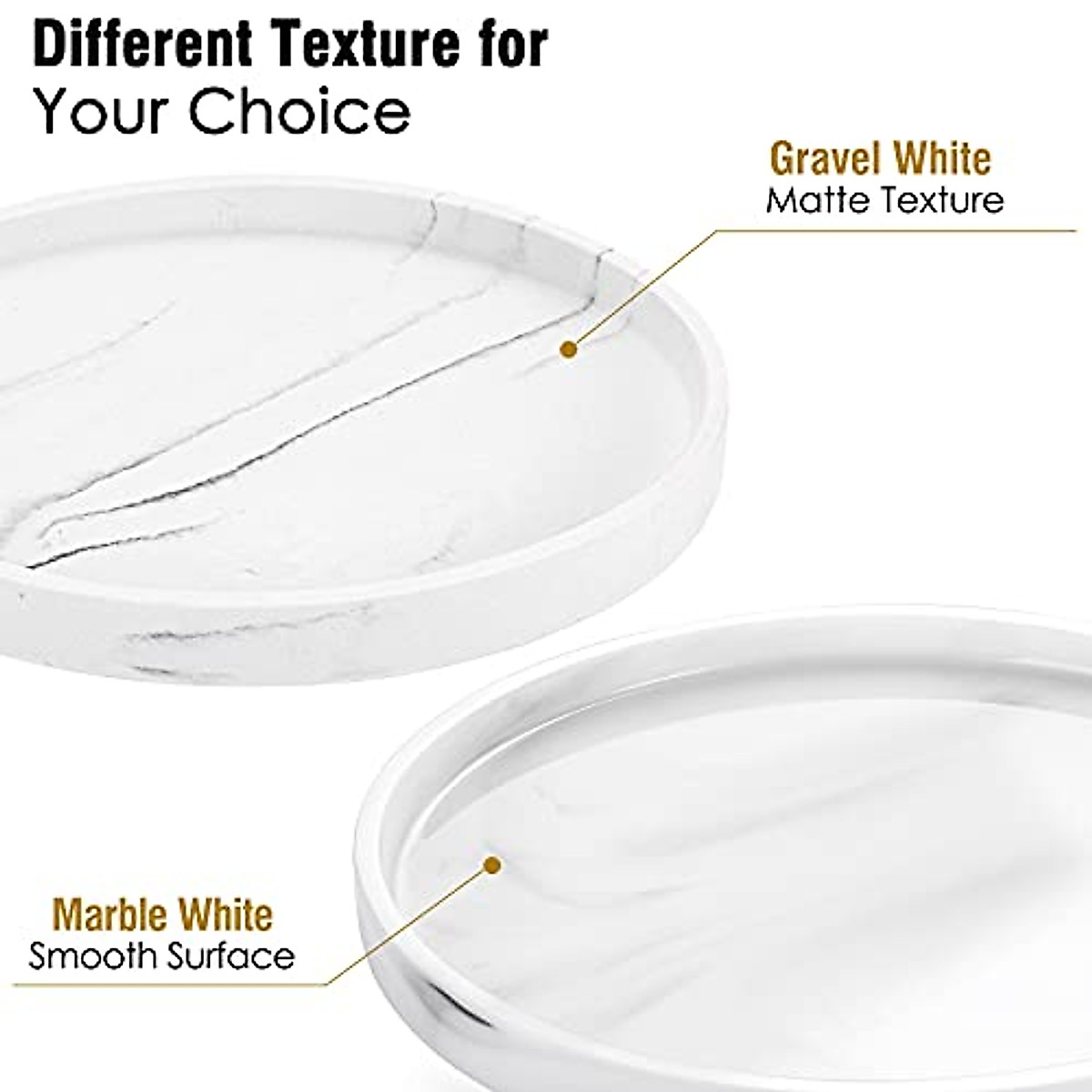 Luxspire Round Tray, Resin Bathroom Vanity Tray 11 inch Kitchen Sink Storage Tray, Tray Countertop Organizer for Coffee Perfume Soap Tray Towel Dresser Jewelry Cosmetic Dish, Marble White