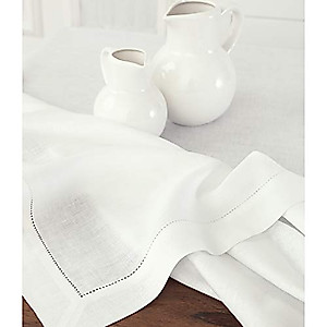 Solino Home Linen Tablecloth 60 x 144 Inch – 100% Pure Linen White Rectangle Tablecloth for Spring, Easter, Summer, Wedding, Party, Indoor, Outdoor – Classic Hemstitch, Handcrafted from European Flax