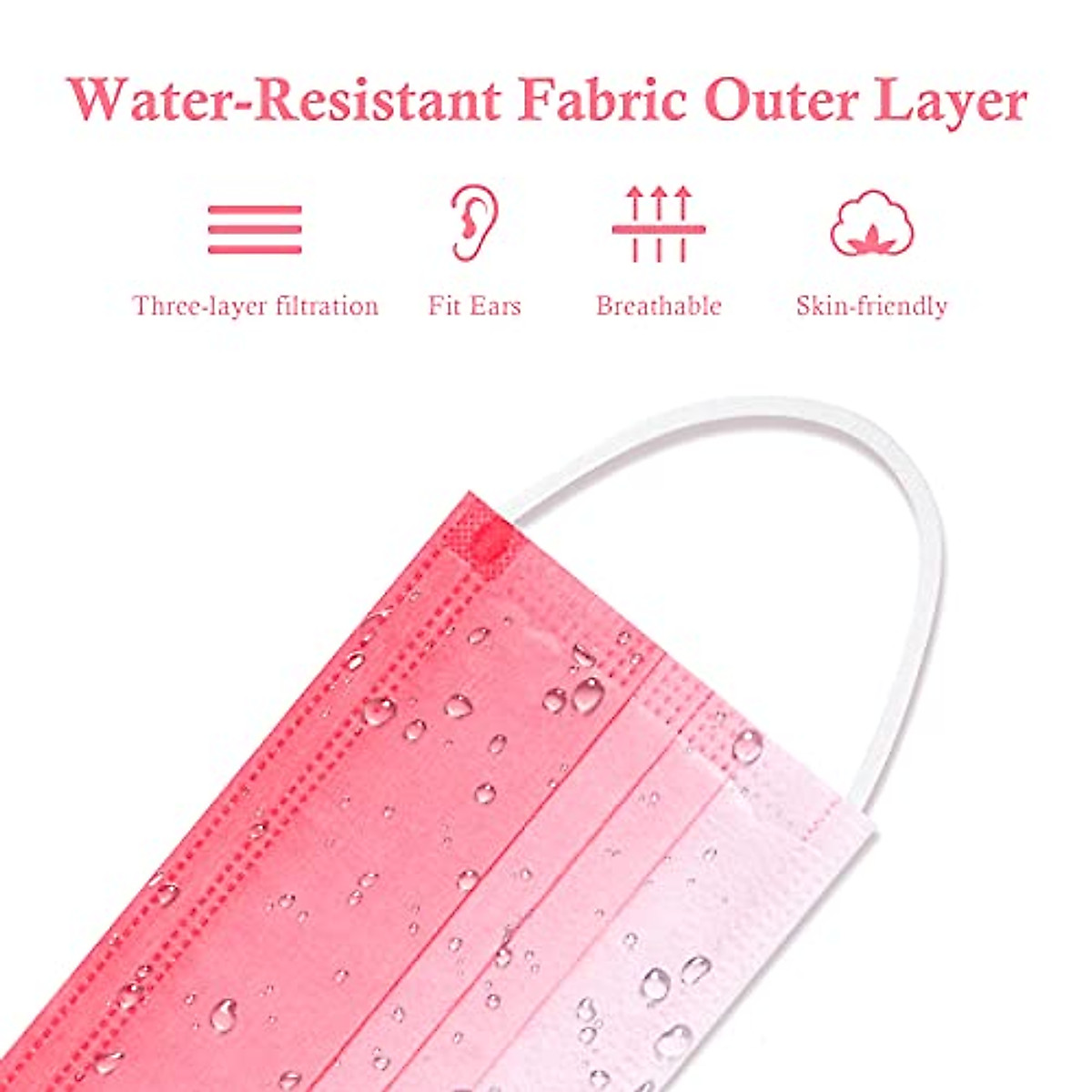 NiHealth 60PCS Adult Disposable Face Mask Pack, Rainbow Pattern with 4 Designs, Individually Wrapped, 3-Layer Comfortable and Breathable Non-Woven Fabric Coverings (Mixed Macaron Gradient Colors)