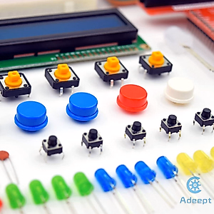 Adeept Starter Kit Compatible with Raspberry Pi 4 3, 2 Model B B+ LCD1602 Servo Motor C and Python Code, Beginner Starter Kit with User Manual Guidebook