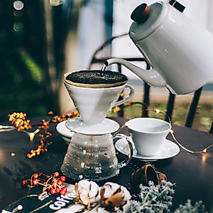 Hario V60 Ceramic Coffee Dripper Pour Over Cone Coffee Maker Size 02, White