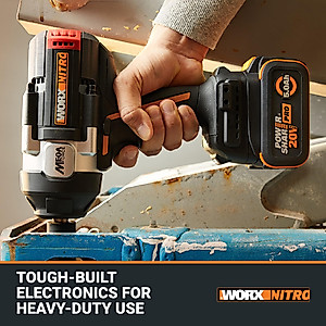 WORX Nitro 20V Brushless High Torque 1/2" Cordless Impact Wrench 1400 FT/LBS, Battery Impact Wrench with Constant Torque System, Compact Impact Wrench with Auto Mode – Battery & Charger Included