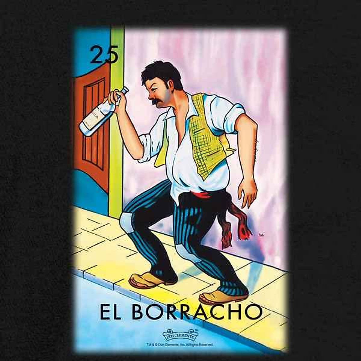 Pop Threads El Borracho Drunk Loteria Card Mexican Latina Graphic Tote Bag for Adults Black 15x15 inches