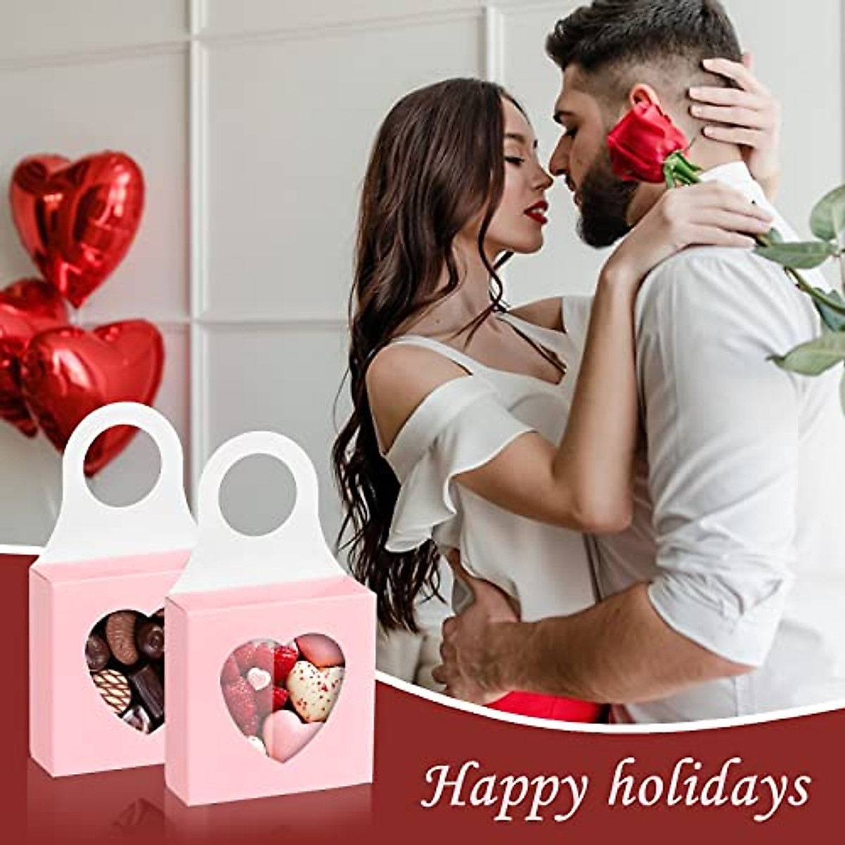 jixsloft 12 Count Pink Paper Wine Bottle Box with Window, Wine Hanging Foldable Gift Boxes Charcuterie Box Wine Boxes for Holding Candy Chocolate, Wedding Birthday Mother's Day Gift Box