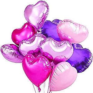 Simple polymer 18 inch Pink Heart Balloons Foil Balloons Mylar Balloons for Party Decoration, Pack of 20