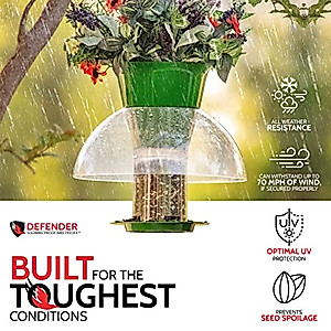 Defender Bird Feeder Squirrel Proof for Outside, Easy to Fill, Handicap Friendly Squirrel Proof Bird Feeders with Attached Planter for Garden Decoration, Anti Squirrel Bird Feeder (Green)