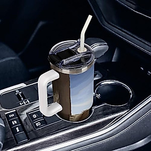 LLUTSNTH 40 Oz Vacuum Tumbler with White Handle Leakproof Insulated Tumbler Funny Donkey Stainless Steel Travel Mug with Lid And Straw Coffee Cup Cute Water Bottles Cup Holder Friendly