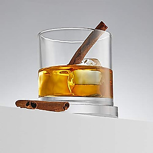 JoyJolt Aqua Vitae Whiskey Glass Set of 2. Round Whiskey Glasses with Off Set Base. Old Fashioned Rocks Glasses for Scotch and Bourbon. Unique Whiskey Tumbler Gifts for Men