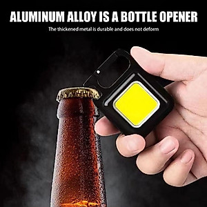 GKmow 2 PCS Car Keychain Light, Portable Mini COB Three-mode Work Light, Foldable Stand Bottle Opener Night Light, Suitable for Car Camping, Long-distance Travel, Home Use (Black)