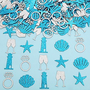 Bachelorette Party Confetti, 200Pcs Last Toast On The Coast Confetti Glitter for Table Wine Cup Diamond Ring Shells Starfish Paper Scatter for Bridal Shower Engagement Wedding Party Supplies