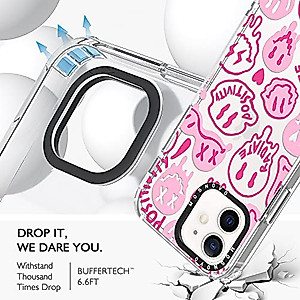 MOSNOVO Compatible with iPhone 12 Case, [Buffertech 6.6 ft Drop Impact] [Anti Peel Off Tech] Clear TPU Bumper Phone Case Cover Pink Smiles Face Designed for iPhone 12/12 Pro 6.1"