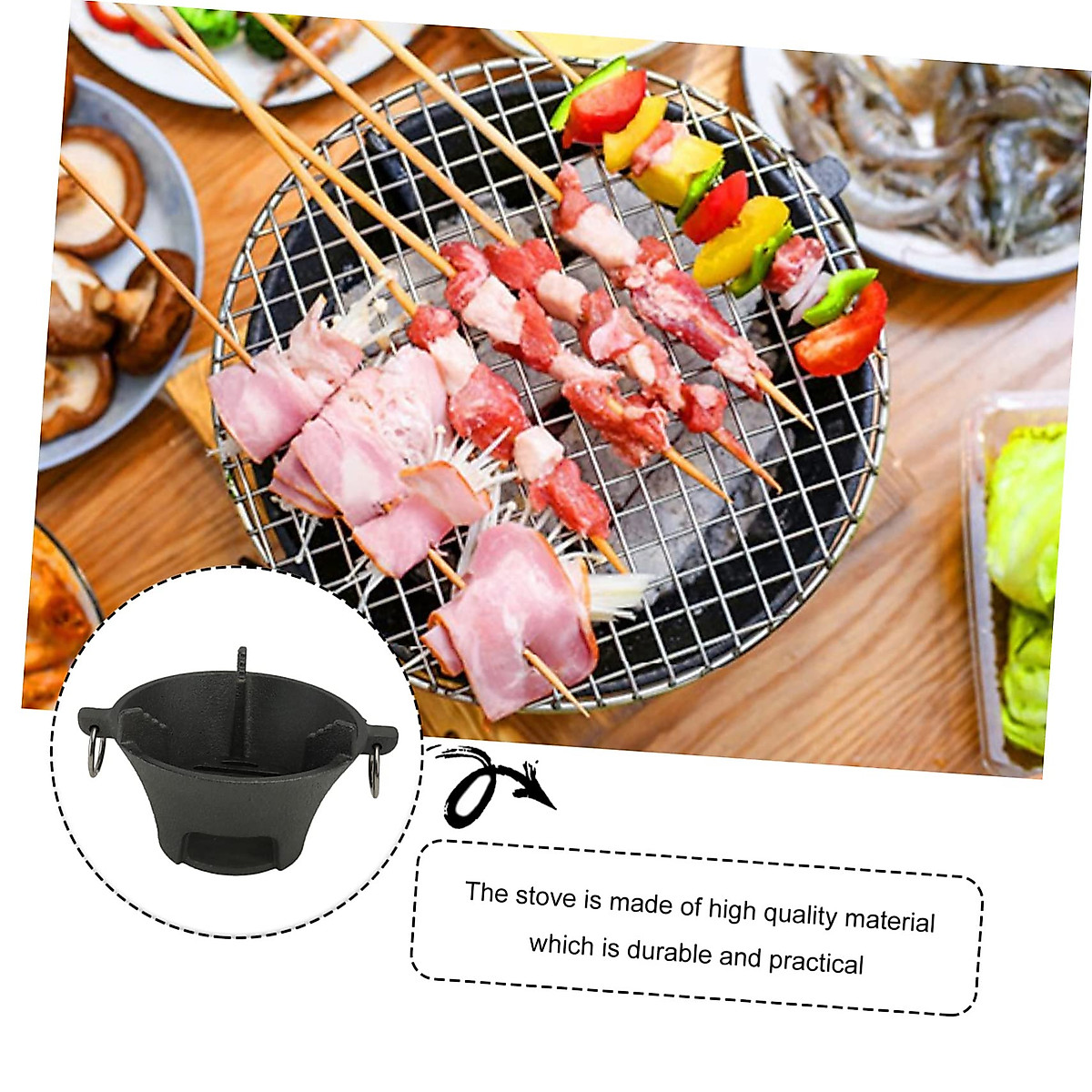 Yardwe 2 Pcs Grill Camping Barbecue Stove Compact Barbecue Tool Japanese Charcoal Korean Bbq Indoor Stove Mini Hibachi Iron Charcoal Fire Stove Round Iron Stove Heavy Combustion Furnace