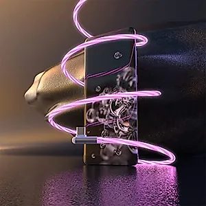 LED Light UP USB A to C Charger Cable Right Angle, 6FT Flowing USB Type C Phone Cable, 90 Degree USB A to USB C Charger Cord, for Samsung Galaxy S10 S9 S8 S20 Plus A51 A12 A11, Note 10 9 8