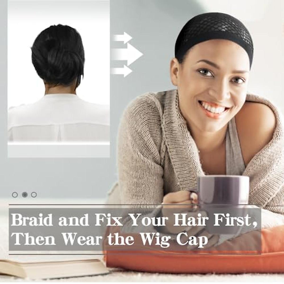 Dreamlover Crochet Wig Caps, Black Mesh Wig Caps for Wigs, 3 Pieces