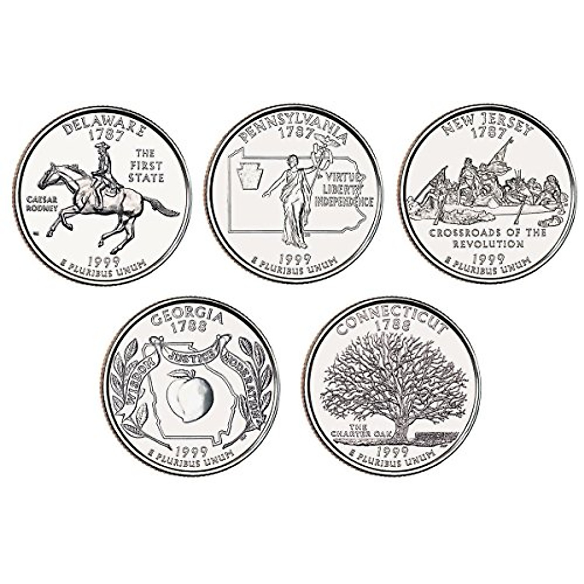 1999 P, D BU Statehood Quarters - 10 coin Set Uncirculated