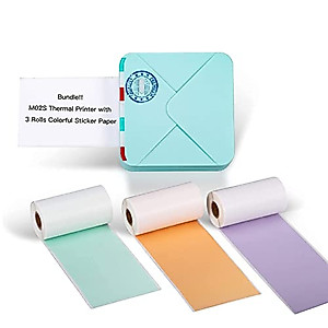 Phomemo M02S Pocket Thermal Printer- Bluetooth Photo Printer with 3 Rolls Colorful Sticker Paper, Compatible with iOS + Android for Plan Journal, Study Notes, Art Creation, Work, Gift