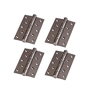 JSBWSFA 4 Pcs Bearing Door Hinge 310° Rotating Hinge Silent Hinge Ten Hole Heavy Duty Stainless Steel Hinge for Interior Exterior Doors，with Screws of The Same Color (Light Black)