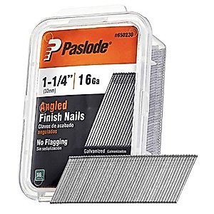 Paslode, Finishing Nail, 650230, 20 Degree Angled Galvanized, 16 Gauge, 2,000 per Box, 1 1/4 inch